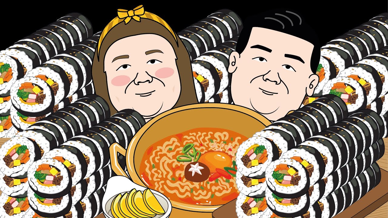 Ramen & Gimbap Eating Show / ASMR Sound / 입짧은햇님 먹방 대결 도전 - YouTube