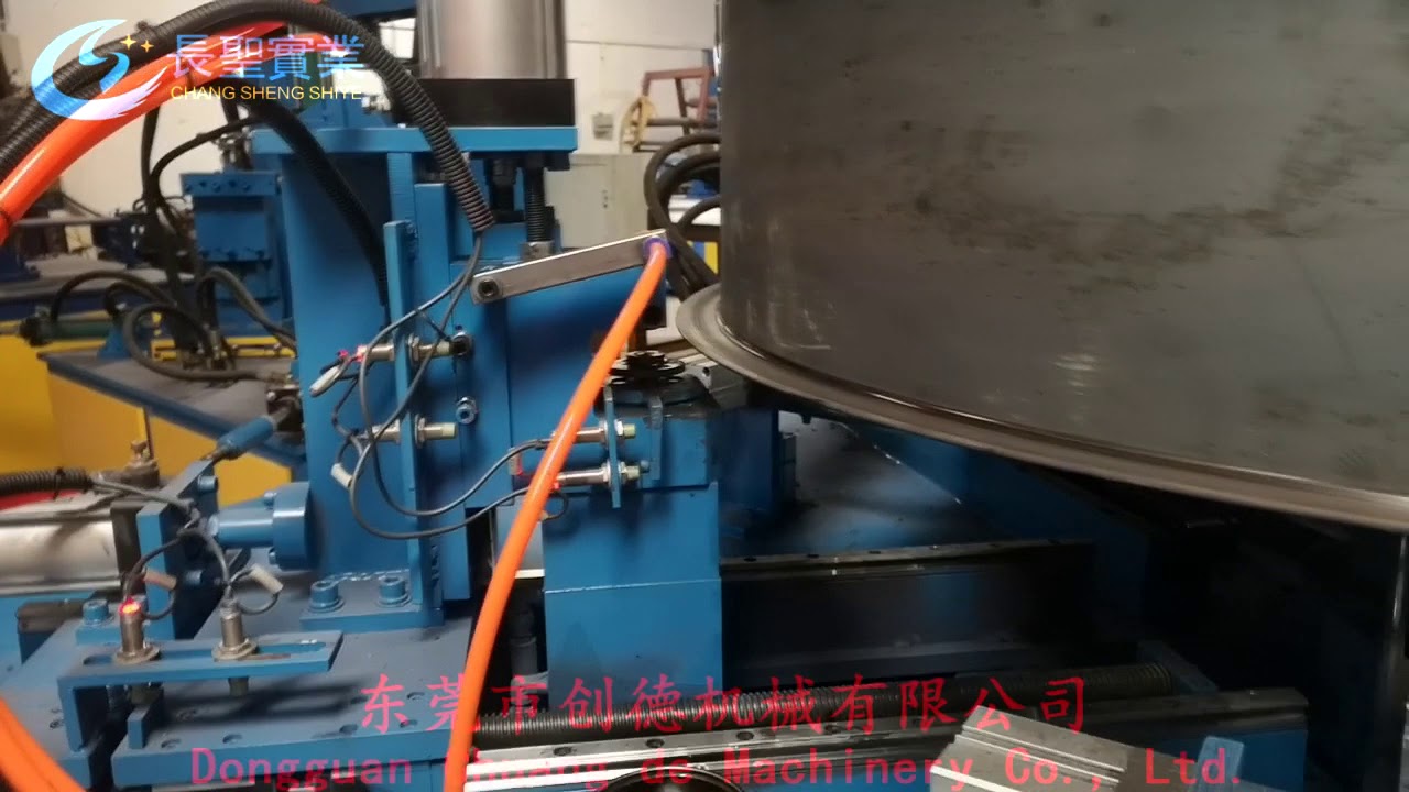 Cylinder forming machine automatic flanging and punching - YouTube