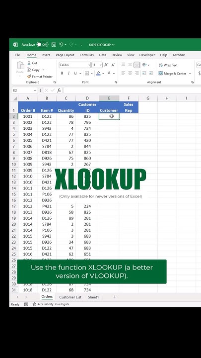 XLOOKUP function in Excel or Google Sheets (better version of VLOOKUP) #excel #exceltech # ...