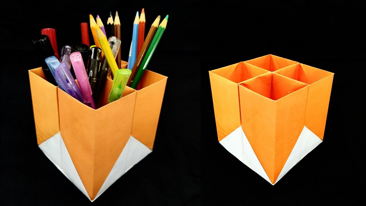 how-to-make-a-easy-paper-pen-holder-diy-simple-paper-craft-diy-desk