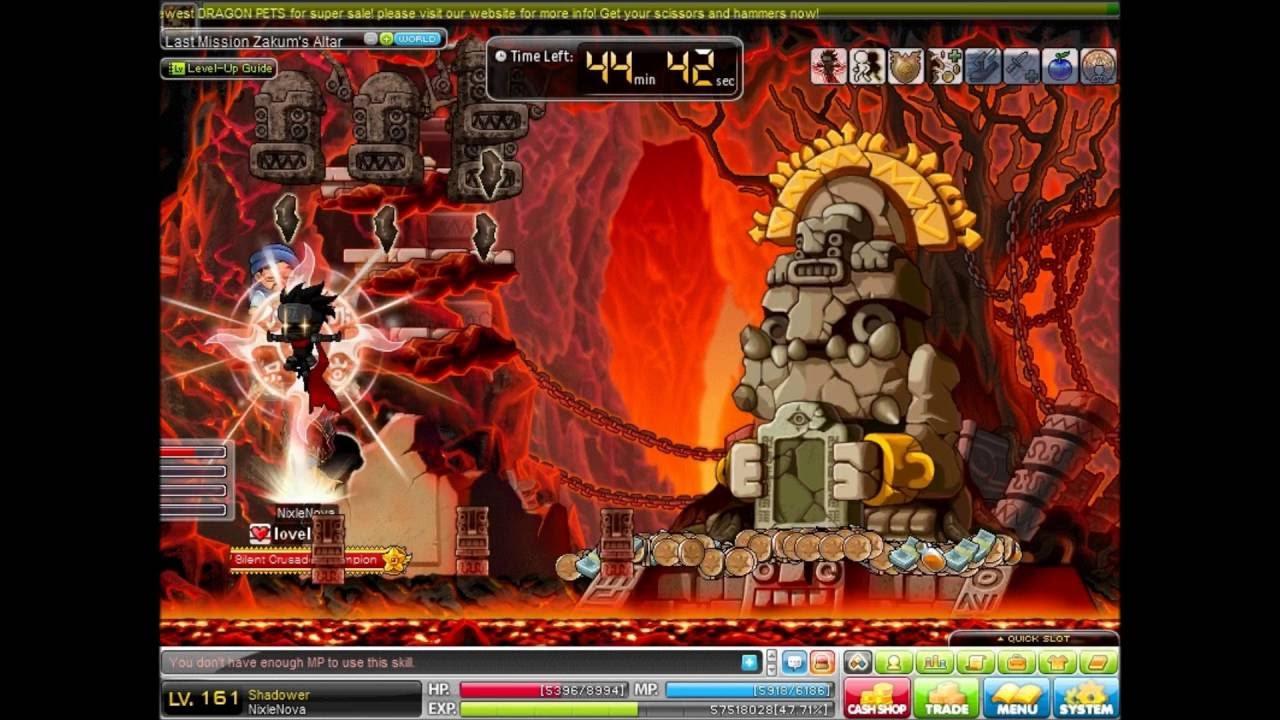 Maplestory Europe Zakum Boss run Solo [ Lv 161 shadower ] HD - YouTube