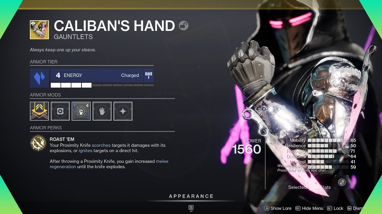 New hunter exotic Caliban"s Hand showcase - YouTube
