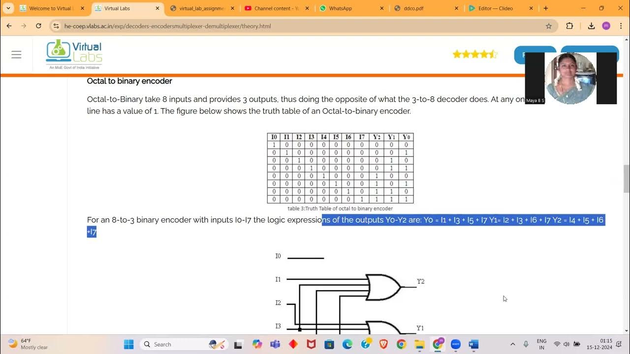 Simulation of Encoder and Decoder using Virtual Lab@DDCO-BCS302 - YouTube
