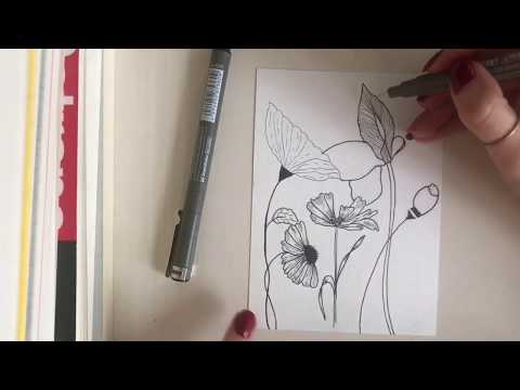 Sade ve güzel çiçek cizimi, başlangıç  seviye icin cizim, drawing for beginners 💕