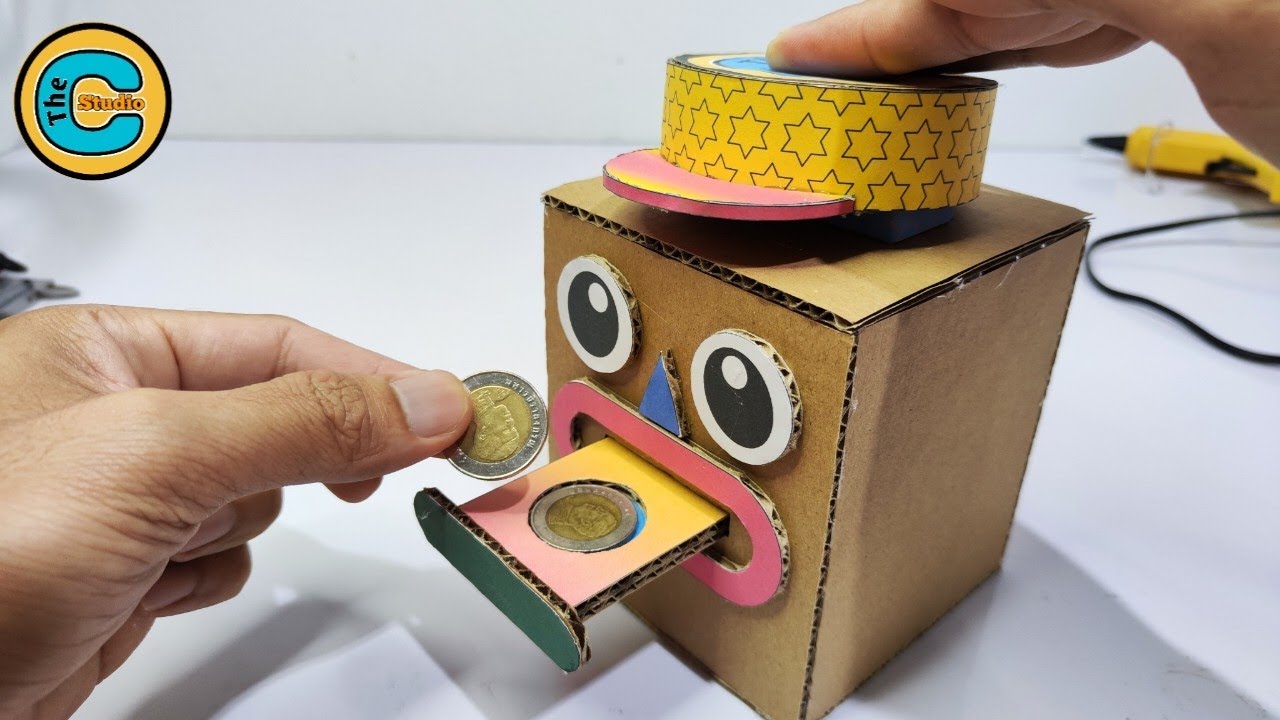 How to make jungle eating Box - Saving Coin DIY from Cardboard (กระปุก ...