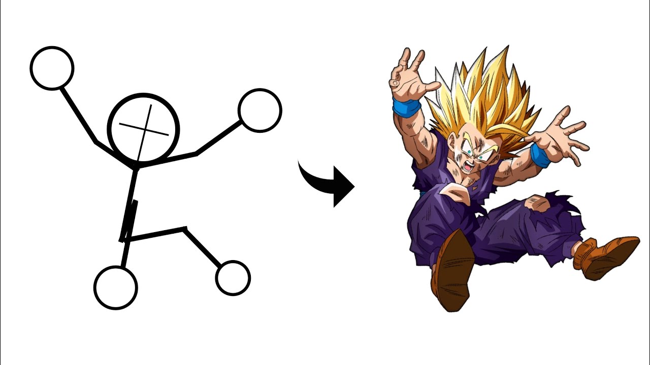 HOW TO DRAW GOHAN SSJ1(INJURED)BY STICKMAN||EASY IDEAS FOR BIGINNER'S ...