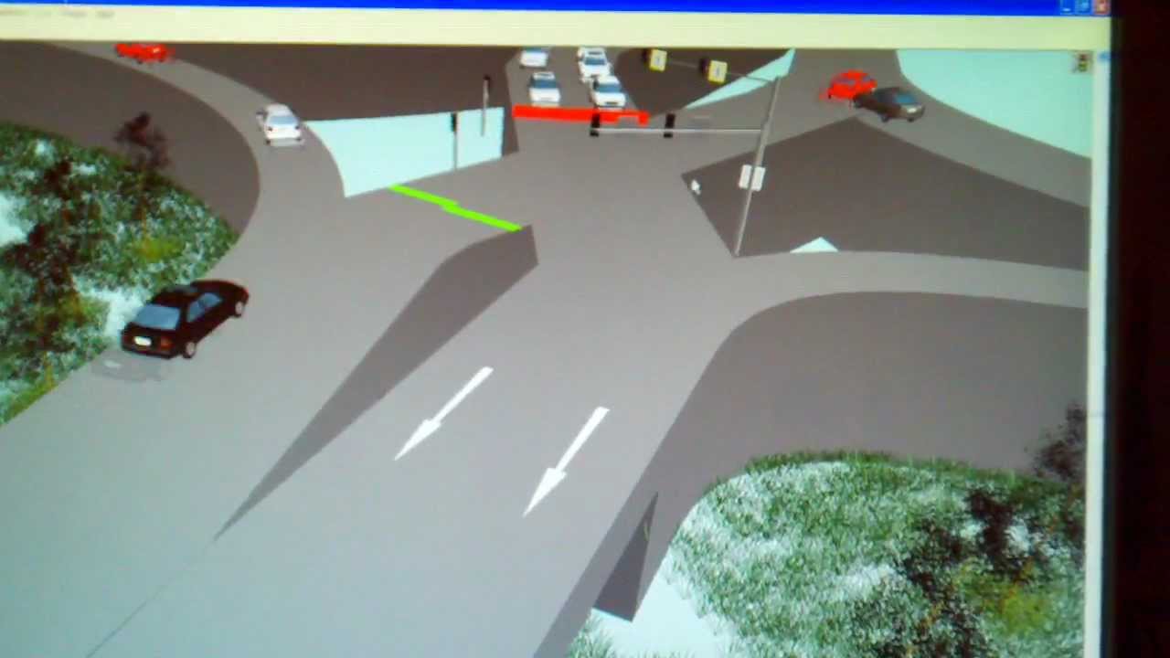 Diverging Diamond Interchange VISSIM (cellphone video of a simulation ...