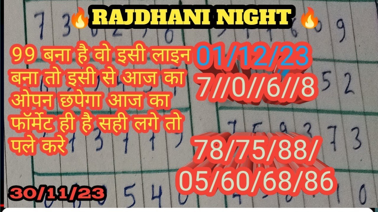 Rajdhani Night Matka Prediction 30/11/23 Rajdhani Night Matka Trick ...