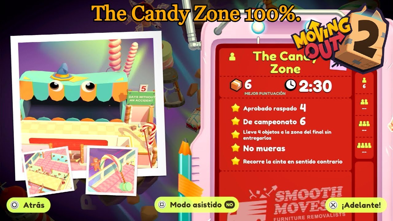 Moving Out 2 | The Candy Zone al 100% con todos los objetivos. - YouTube
