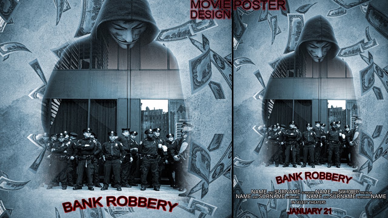 Make A Movie Poster With Texture Background In Photoshop l Bank Robbery ...