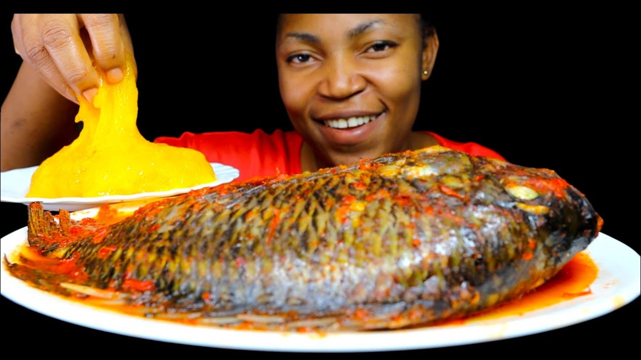 {ASMR} TILAPIA FISH PEPPER SOUP WITH STARCH FUFU. AFRICAN FOOD MUKBANG ...