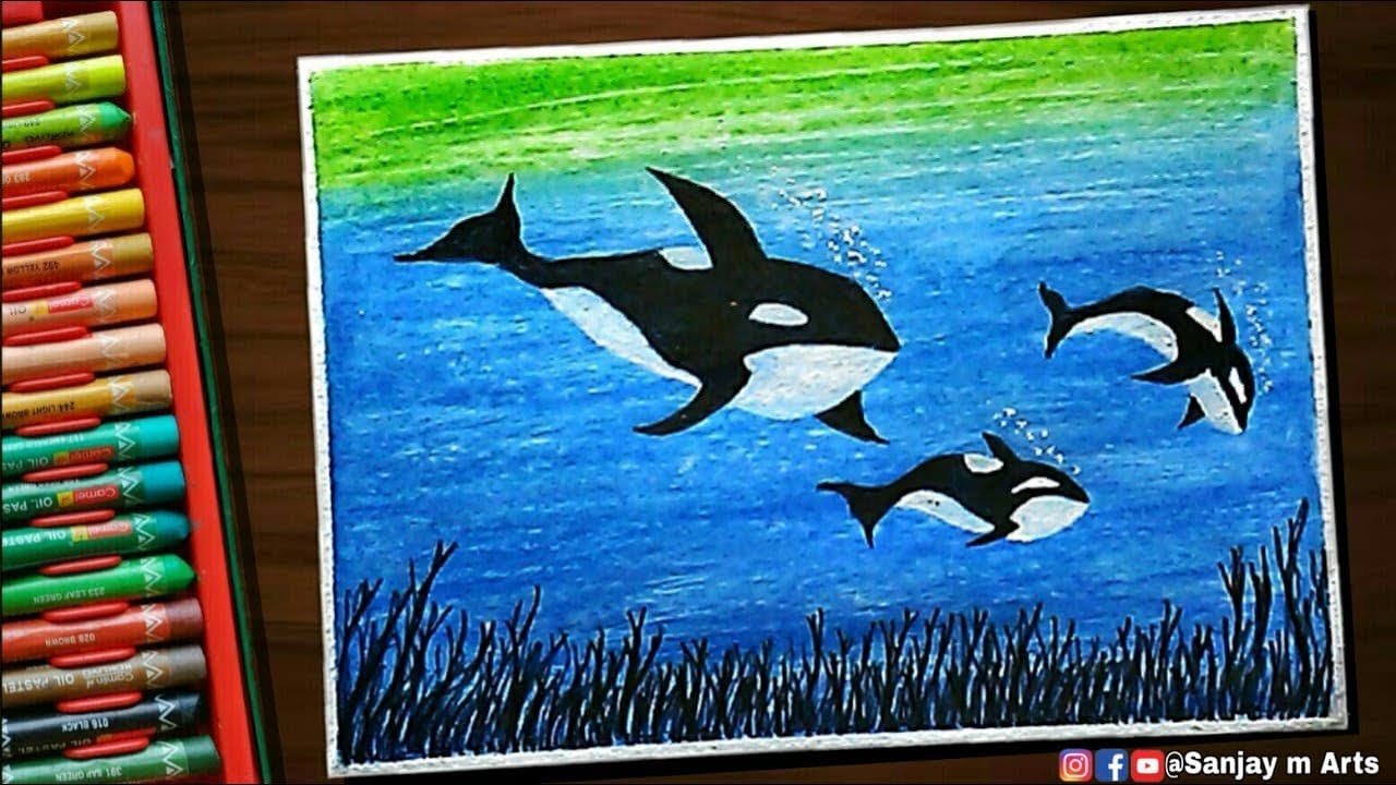 Elegant Fish Underwater Scenery Drawing with Oil Pastels step by Step ...