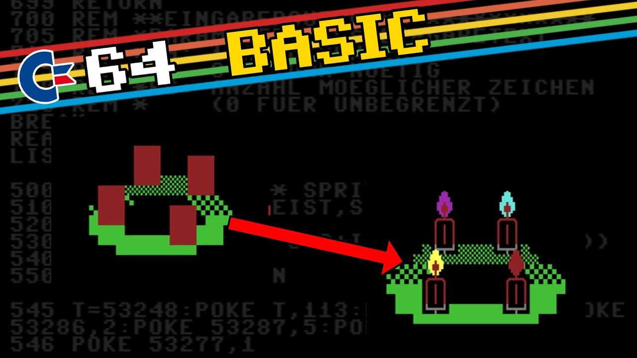 Ein 8Bit Adventskranz entsteht in C64 BASIC - Vom groben Entwurf zum Kerzenschein - YouTube