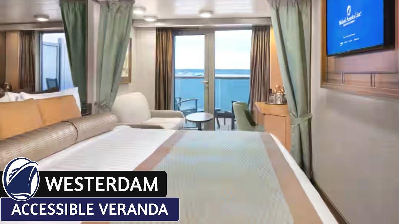 HAL Westerdam | Accessible Veranda Stateroom Walkthrough Tour & Review ...