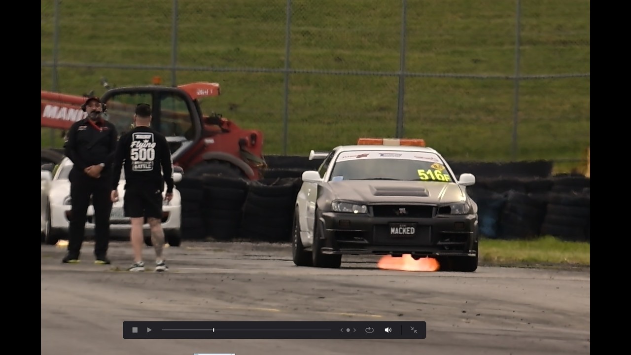 SLOWMOTION: Flame-Spewing R34 GT-R Roll Racing - YouTube