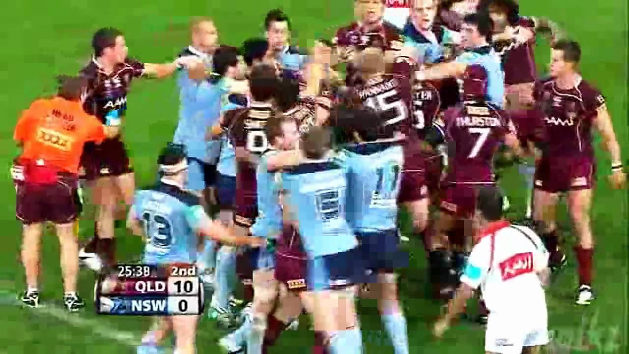 State Of Origin Fight ! 2010 Round 2 , O Donnel. Rugby League - YouTube