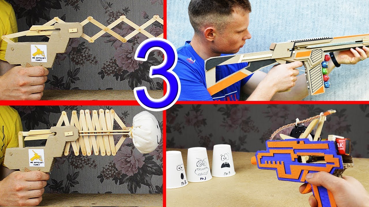 TOP 3 Unusual DIY Guns - compilation mr. hotglue's family - YouTube