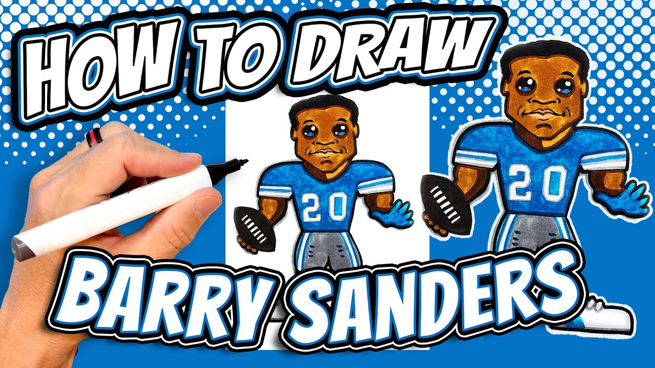 How to Draw Barry Sanders - Detroit Lions NFL Football Player - YouTube