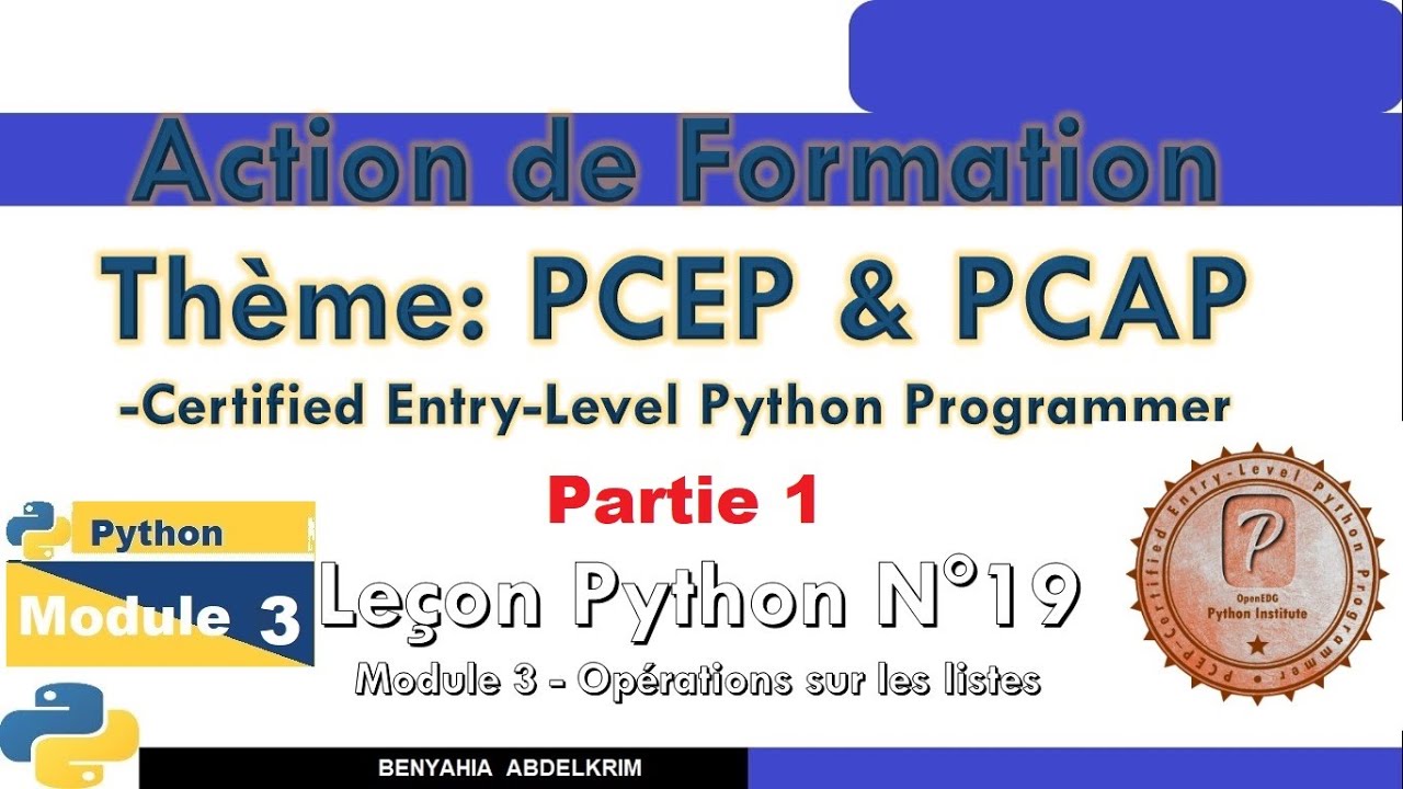 leçon python N°19 partie 1 Module 3 Opérations sur les listes - YouTube