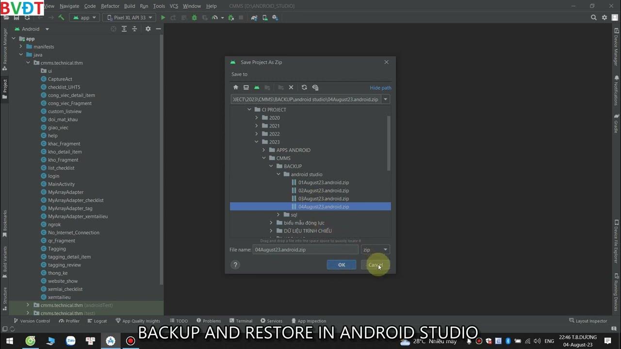 BACKUP AND RESTORE IN ANDROID STUDIO - YouTube