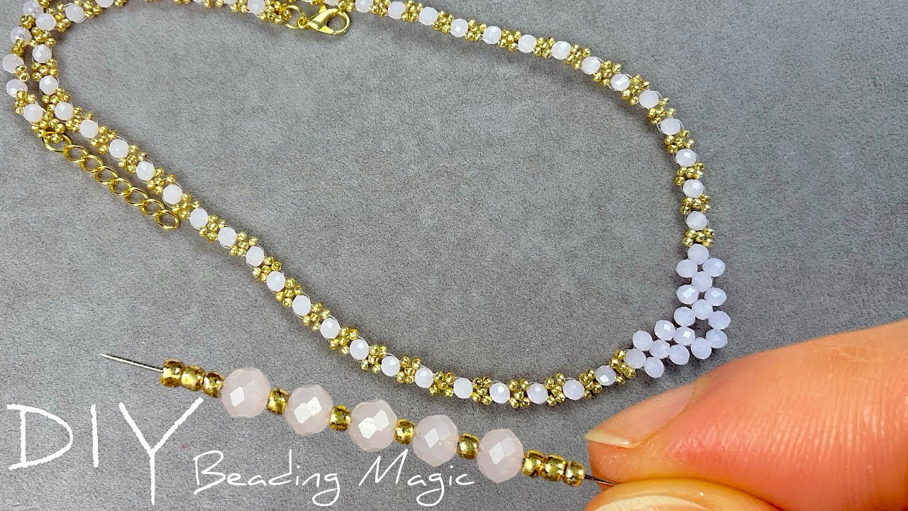 EASY Beaded Necklace Tutorial: How to Make a Beads Necklace with Crystals - YouTube