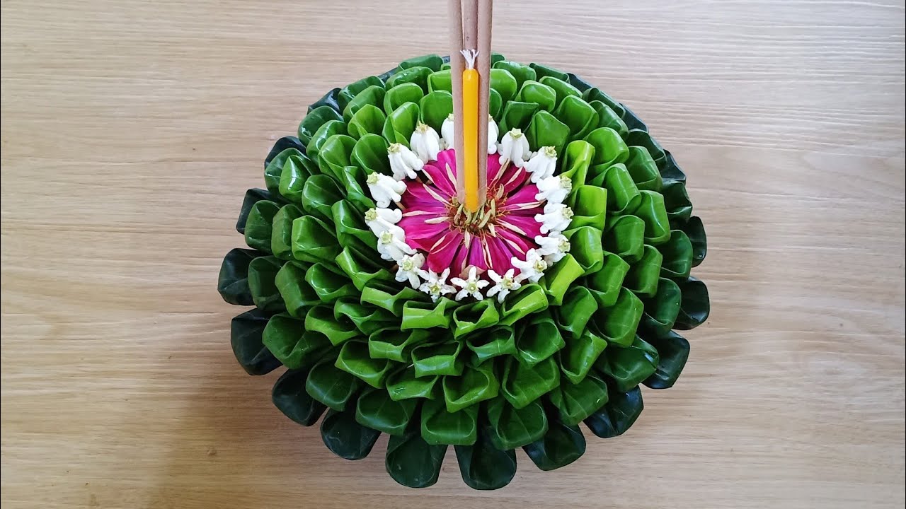 กระทงใบตอง how to make krathong banana leaf #ลอยกระทง - YouTube