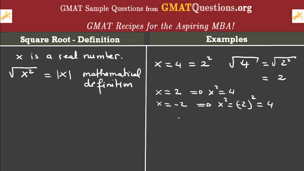 GMAT Sample Questions - Square Root - Absolute value 2 - YouTube