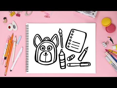 How to Draw School Supplies | How To Draw School Bag, Book, Pencil ...