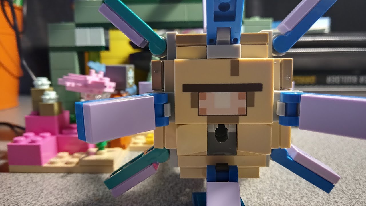 LEGO Man Gets Mining Fatigue by Elder Guardian in Minecraft - YouTube