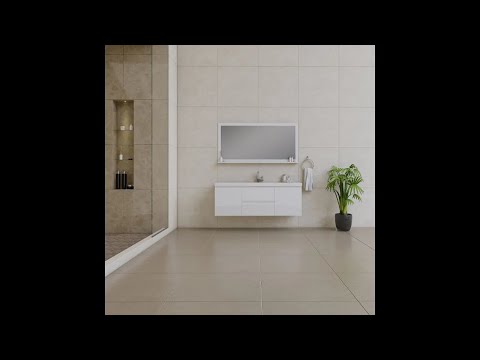 Alya Bath - Paterno 60 Inch Single Wall Mounted Bathroom Vanity in White