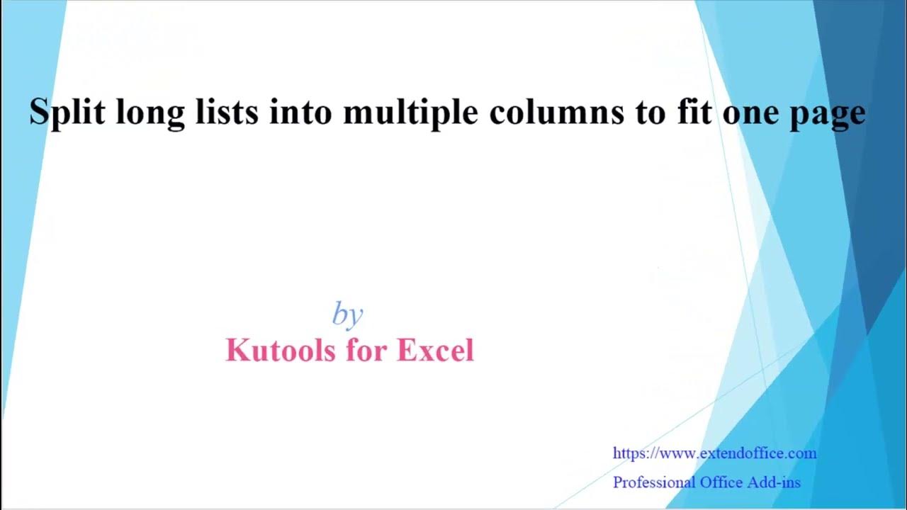 Printing a list into multiple columns to fit on each printed page in Excel - YouTube