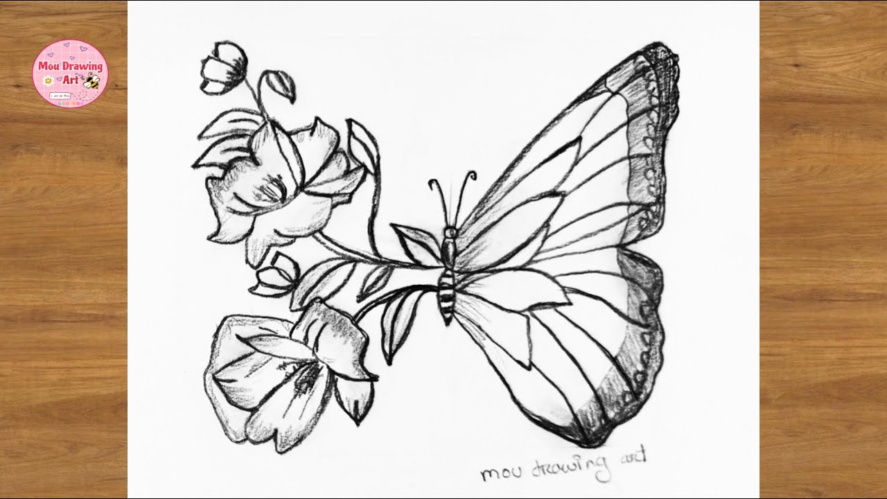 Creative Art | butterfly and flower art | combination art tutorial easy ...