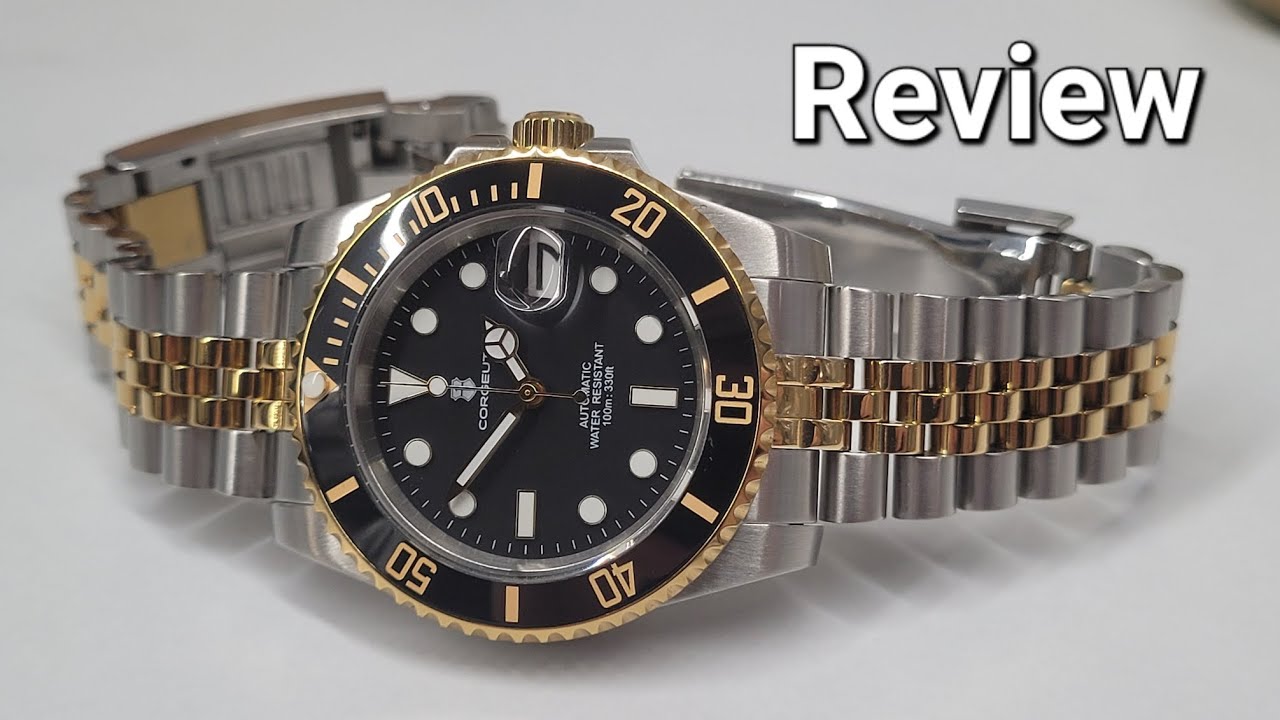 Corgeut Rolex Submariner homage bicolor two tone review - YouTube