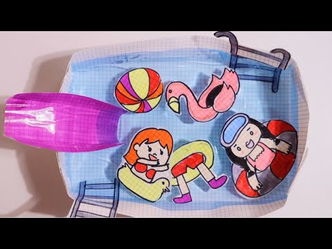 💎Paperdiy💎 Swimming pool 💦 Pool Blind Bag ASMR 수영장 종이놀이 - YouTube
