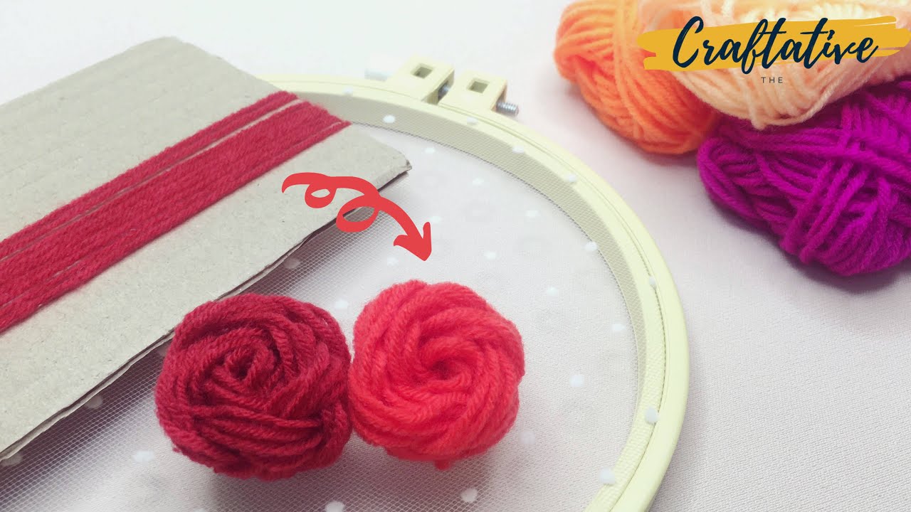 Super Easy Woolen Rose Flower Making from Cardboard-Hand Embroidery ...