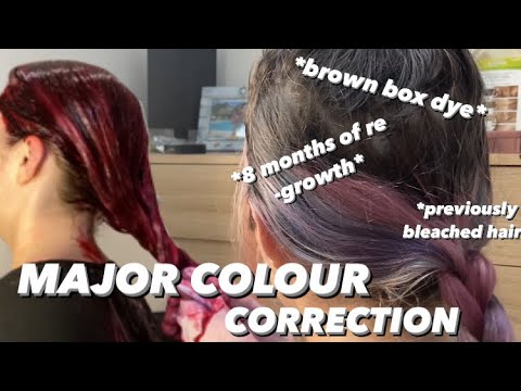 Grown Out Bleached Hair to Crimson Balagaye/ Massive Color Correction ...