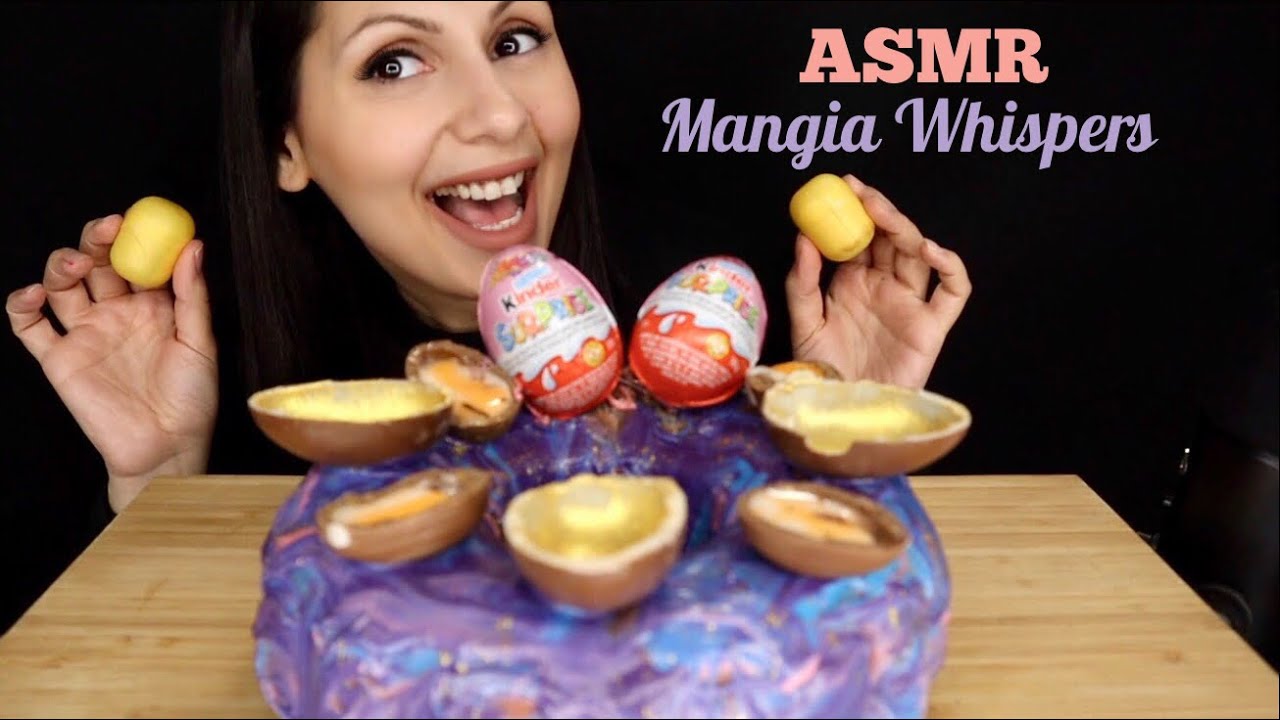 ASMR MUKBANG | EATING EASTER CAKE + KINDER + CADBURY CHOCOLATE EGGS! (WHISPER) | MANGIA WHISPERS ...