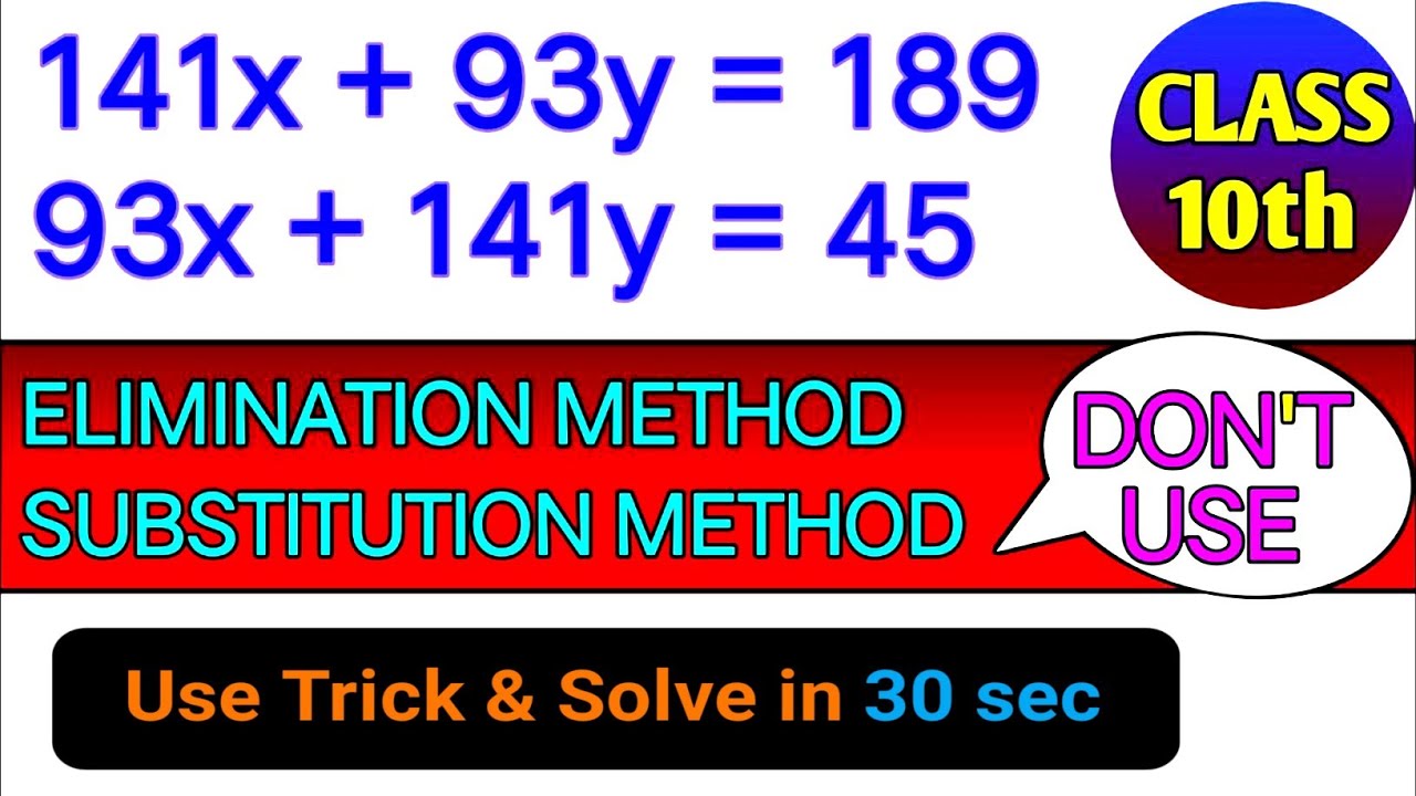 Linear equations in two valuables | maths ch 3 class 10 | Trick - YouTube