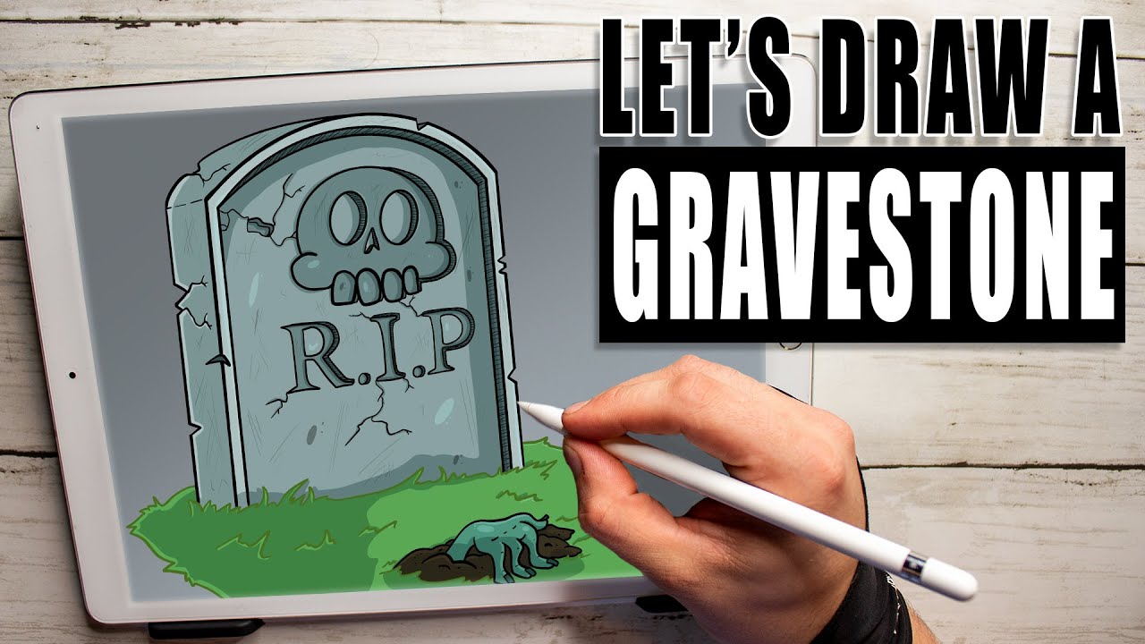 How to Draw A GRAVESTONE | 31 Days of Halloween Drawing - YouTube