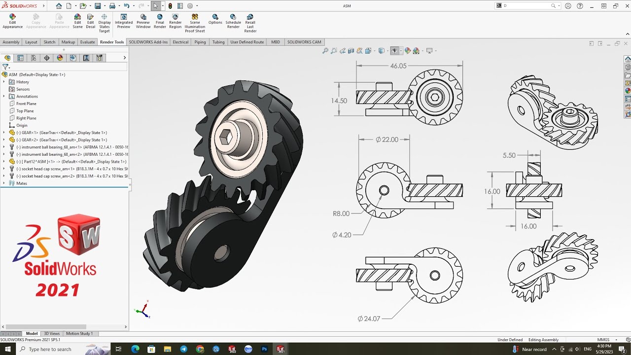 Solidworks Tutorial : Designing a gear fidget in solidworks with ...
