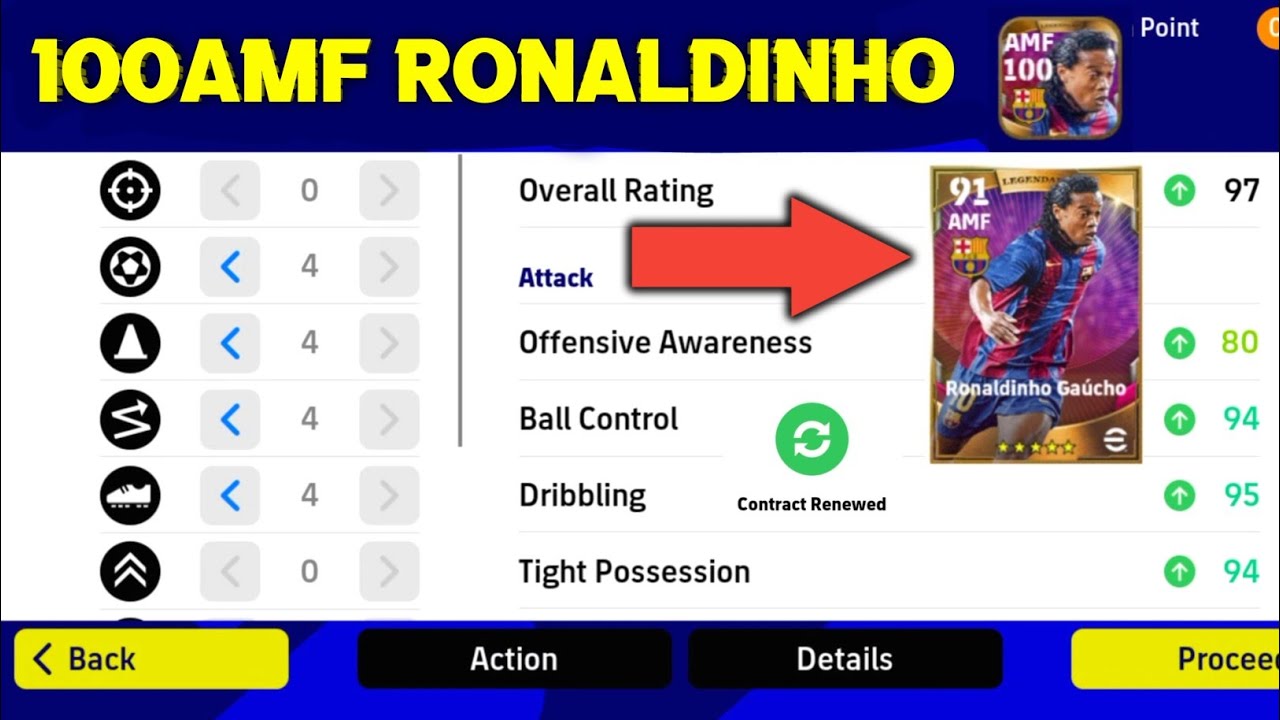 100 AMF Ronaldinho! Contract Renewal Only | Legend card in efootball ...