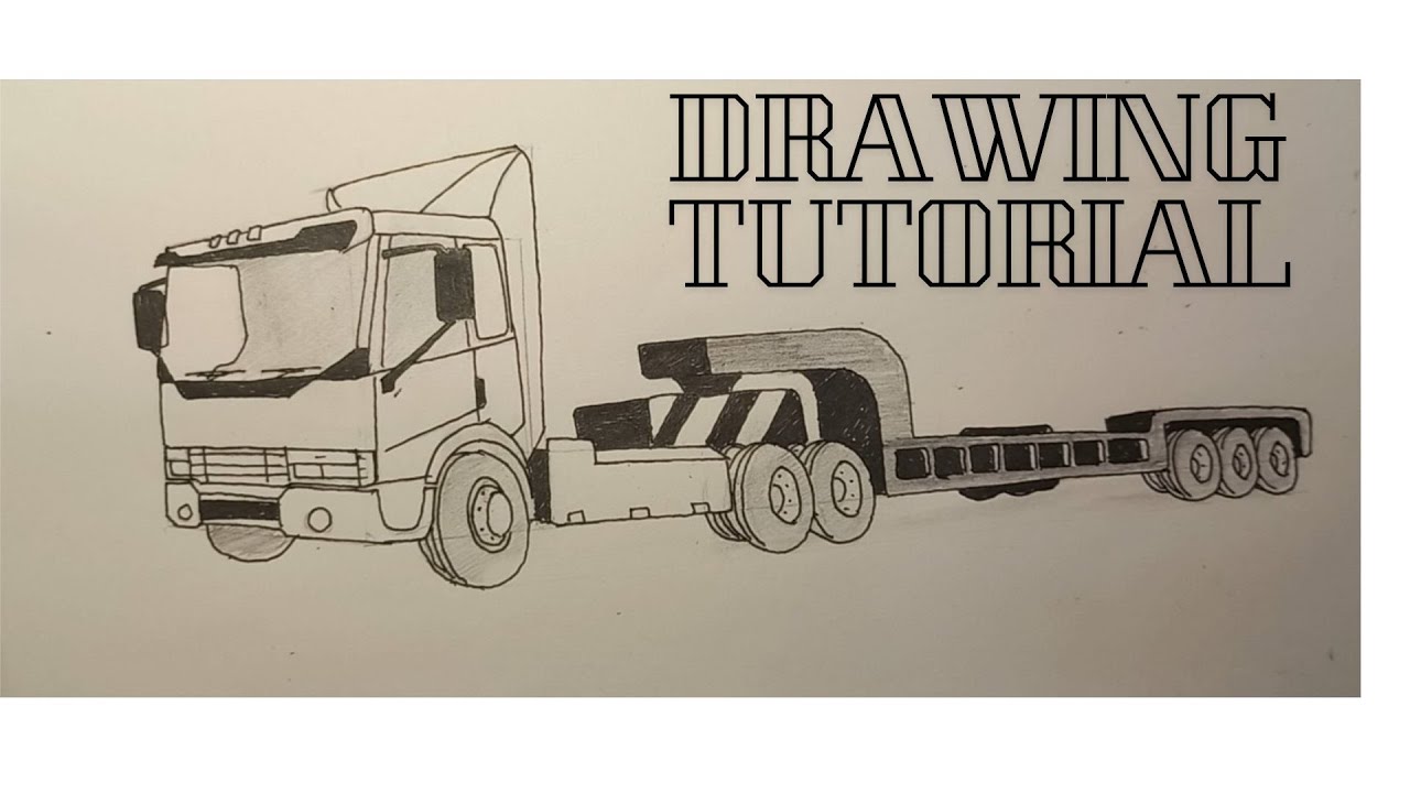 Drawing on Big Themes: A Truck and a Lowboy Semi-trailer - YouTube