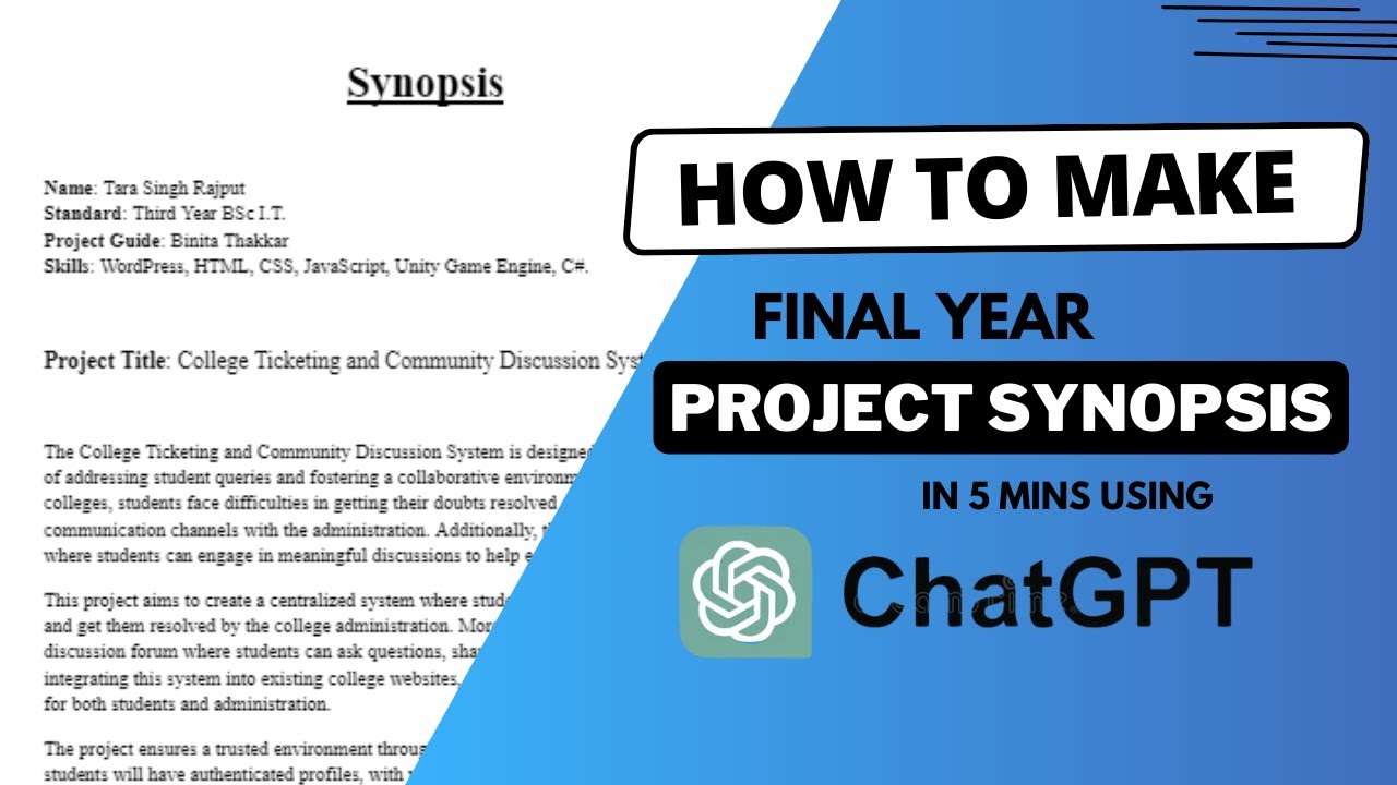 How to Make a Final Year Project Synopsis in 5 mins | Project Ideas ...