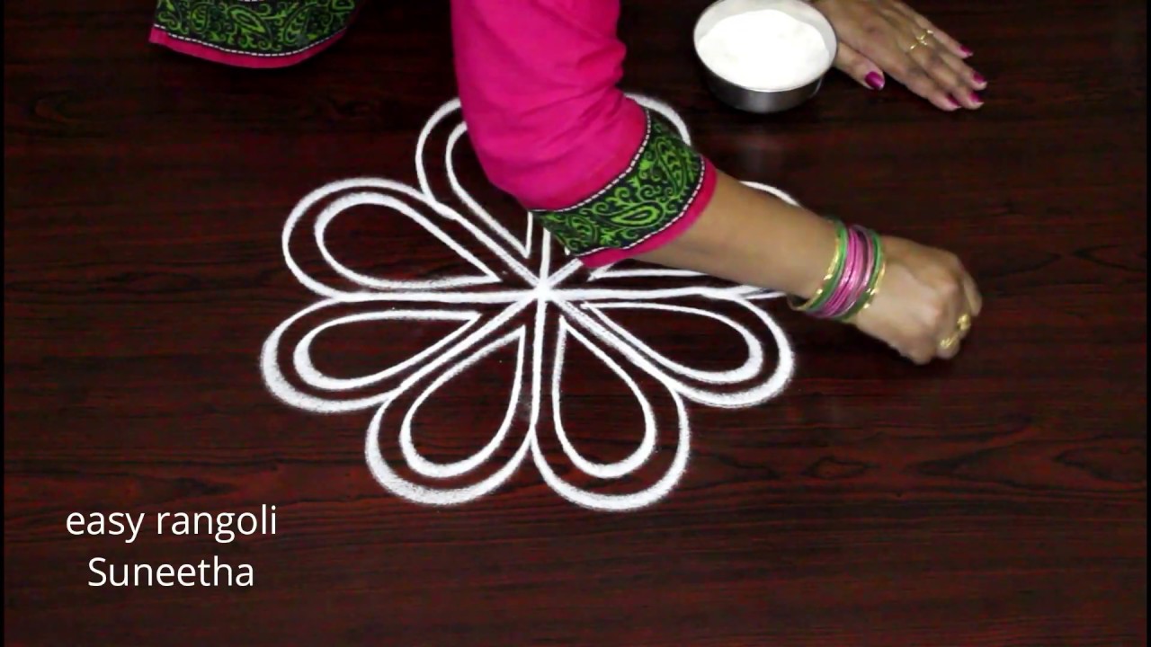 Beautiful muggulu designs by Suneetha || easy n simple kolam || cute ...