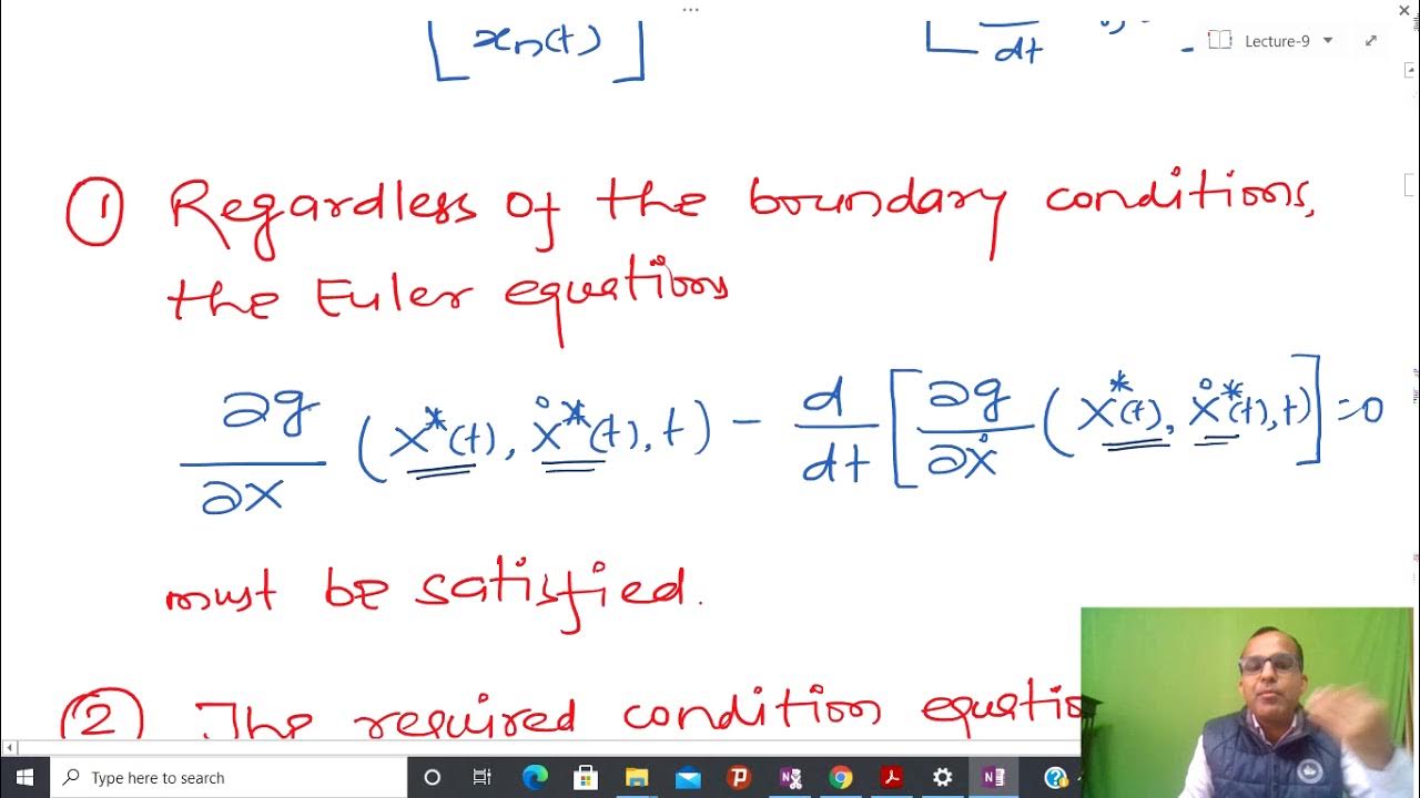 EE-564: Lecture-9 (Optimal Control) Functionals Involving Several Independent Functions - YouTube
