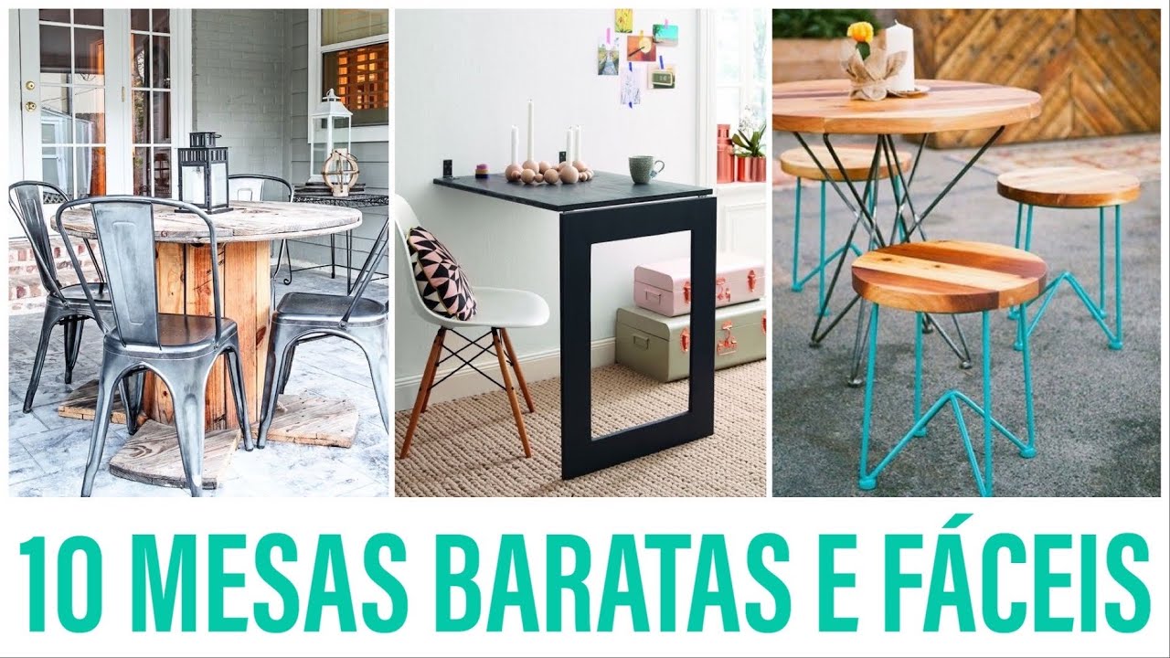 10 MESAS BARATAS e FÁCEIS de fazer - YouTube