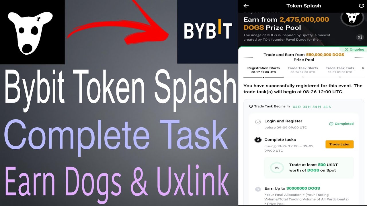 Bybit Token Splash Complete Task Earn Dogs And Uxlink In Telugu - YouTube