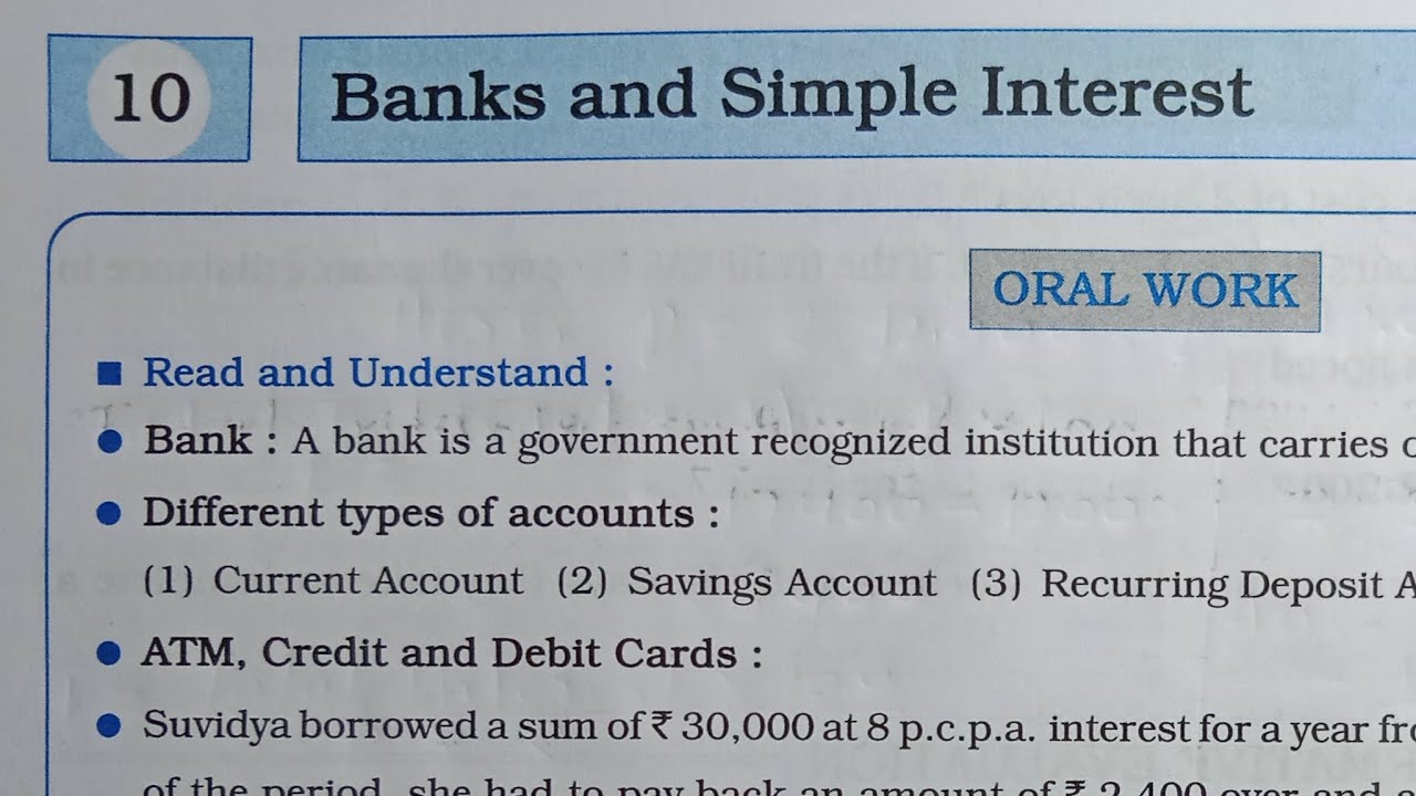 7th STD Maths Workbook Chp 10 Banks and Simple Interest ...