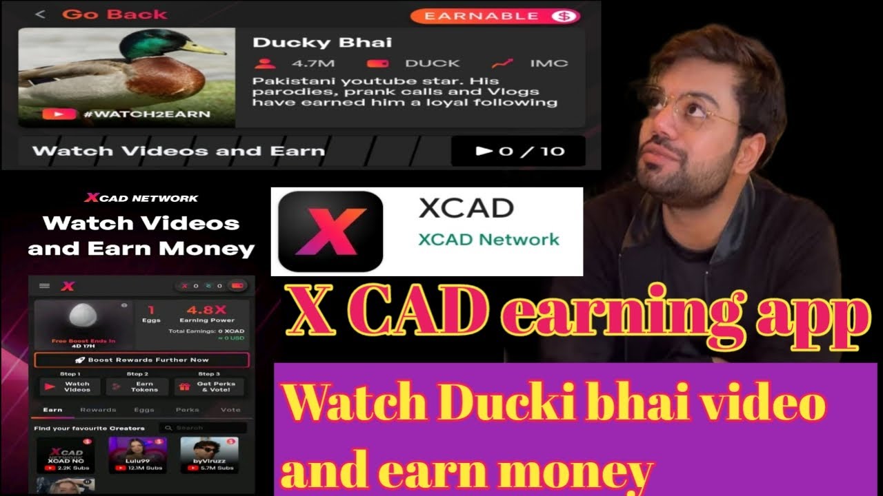 X CAD || X Cad earning app. Watch ducki bhai video and earn money.X Cad app sy paise kaise ...