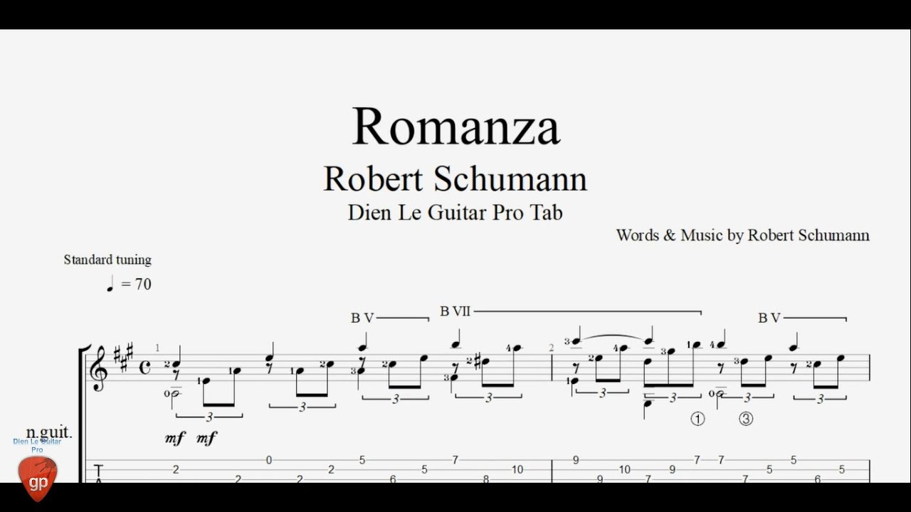 Robert Schumann - Romanza - Guitar Tabs - YouTube